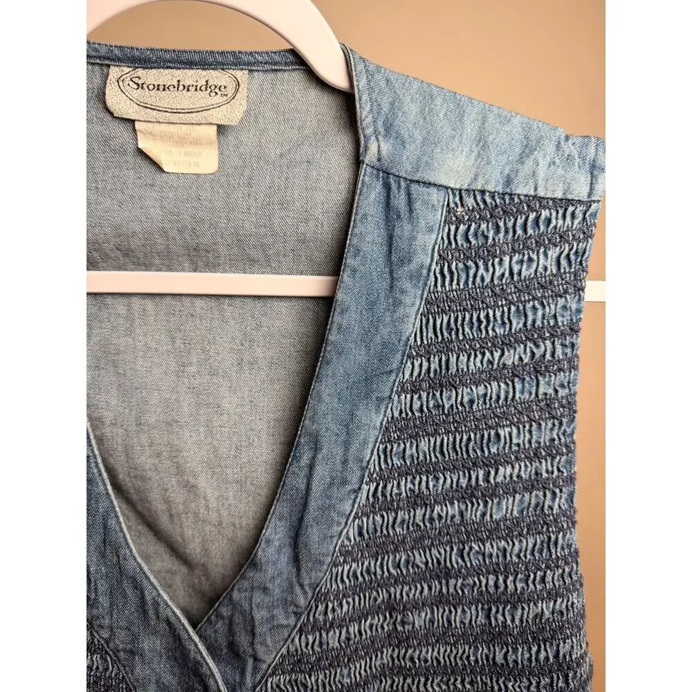 Stonebridge | Jackets & Coats | Vintage Stonebridge Woven Denim Vest ...